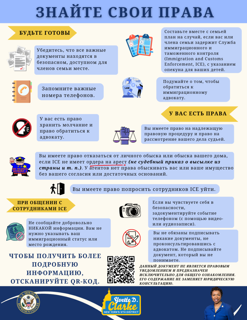 Know Your Rights One Pager (Russian) - Congresswoman Yvette Clarke